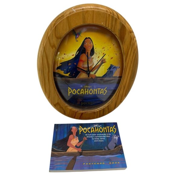 Wall Decor | Vintage 9s Disney Pocahontas Wall Clock Oval Wooden Frame ...